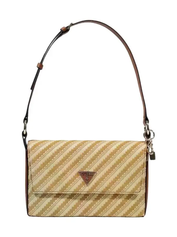 Guess Diagonal-stripe Shoulder Bag - Neutrals