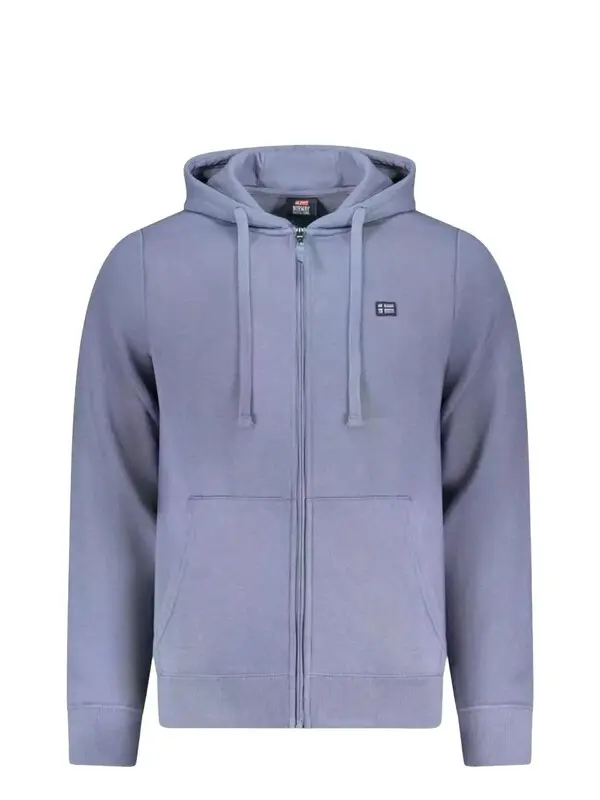 NORWEGIAN RAIN Zip-up Logo-patch Hoodie - Blue
