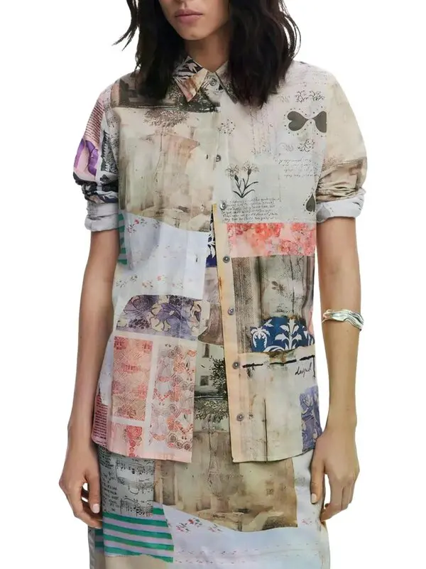 Desigual Patchwork Print Shirt - Neutrals