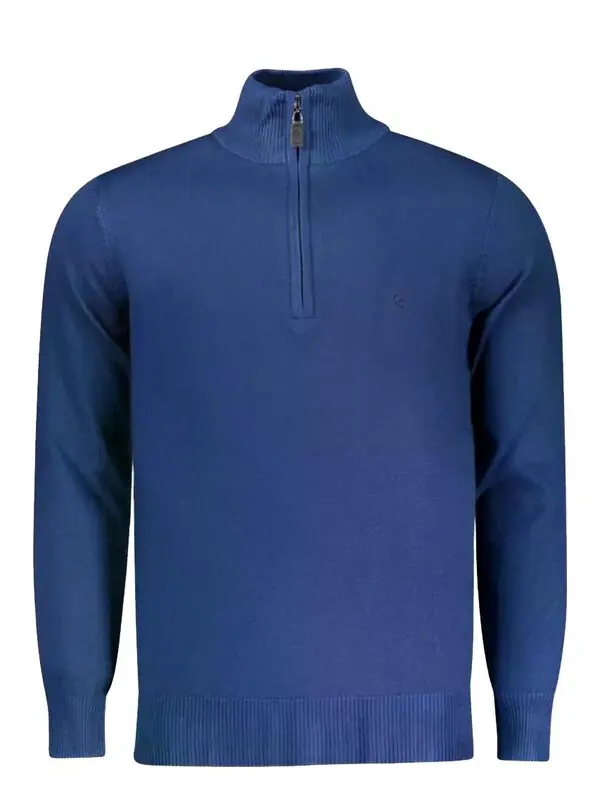COVERI MOVING Quarter-zip Fine-knit Pullover - Blue