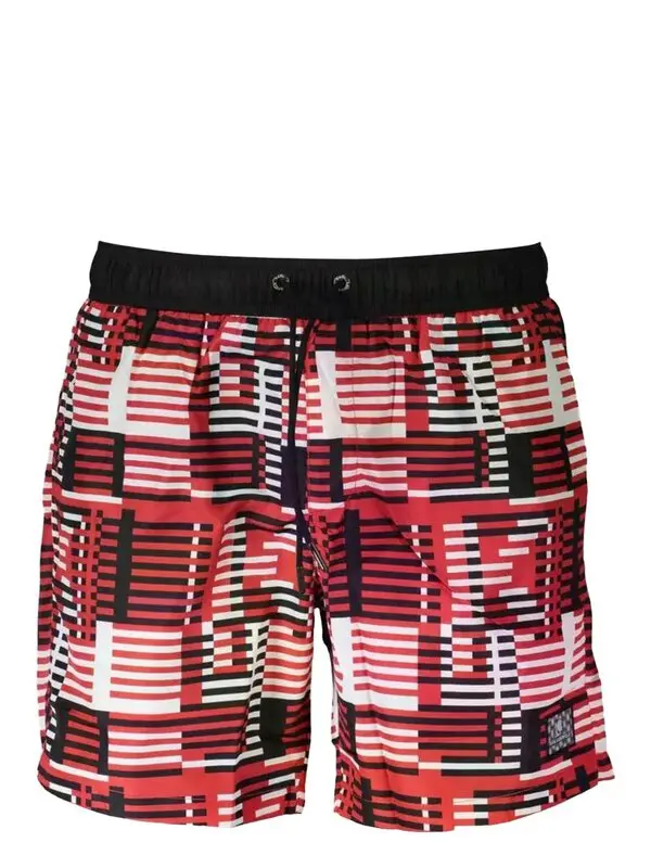 Karl Lagerfeld Geometric-print Swim Shorts - Red