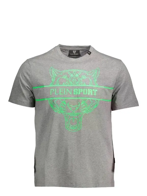 PLEIN SPORT Tiger-print Logo-detail T-shirt - Grey