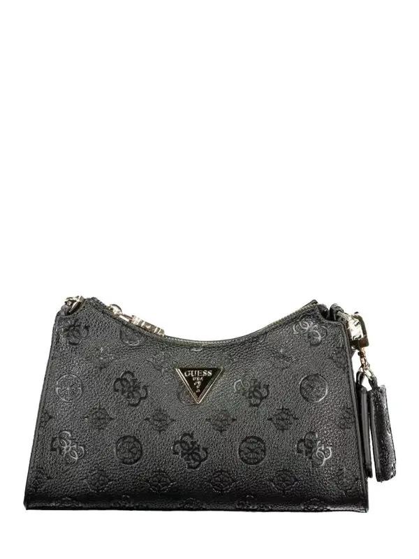 Guess Cresidia Embossed Logo-pattern Shoulder Bag - Black