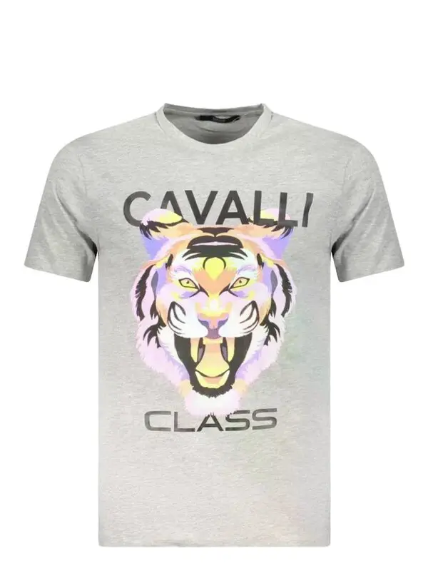 Roberto Cavalli Tiger-print Cotton T-shirt - Grey