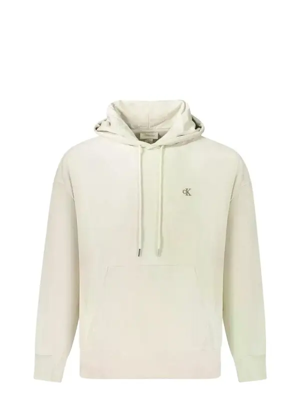 Calvin Klein Logo-embroidered Drawstring Hoodie - Neutrals