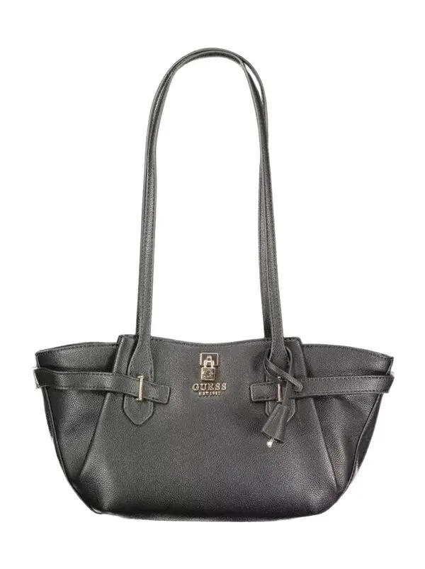 Guess Pebbled Tote Bag With Wrap-around Detail - Black