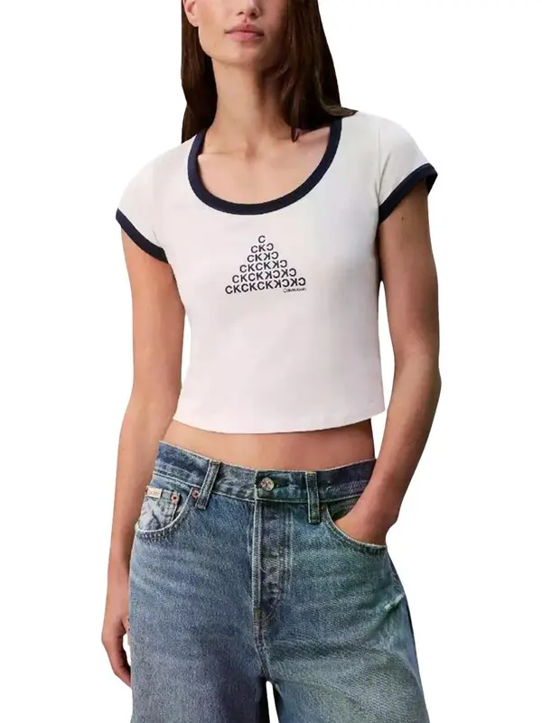 Calvin Klein Logo-print Cropped T-shirt - White