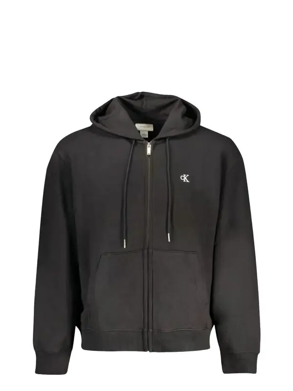 Calvin Klein Logo-print Zip-up Hoodie - Black