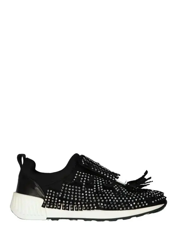 SERGIO ROSSI Sr1 Crystal-embellished Fringed Sneakers - Black