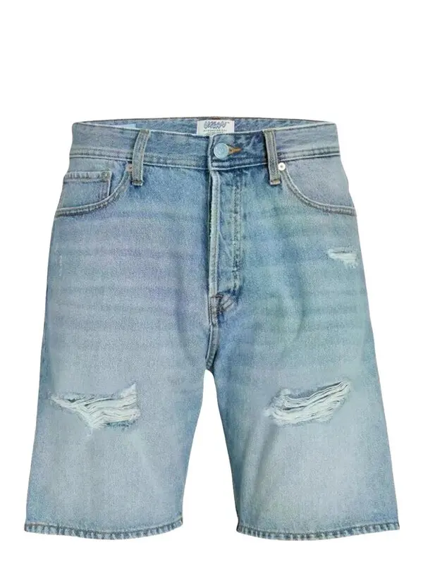 R.D.D. BY JACK JONES Distressed Light-wash Denim Shorts - Blue