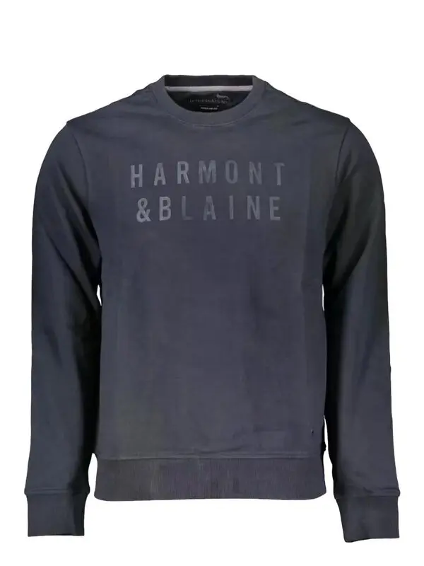 HARMONT & BLAINE Embossed-logo Crew-neck Sweater - Blue