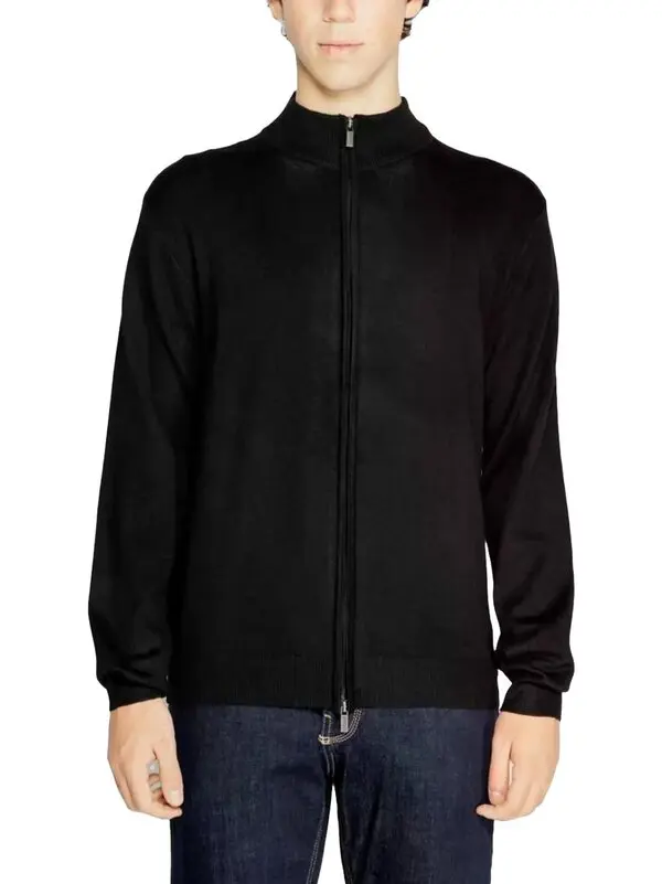 HAMAKI-HO Zip-up Merino Wool Sweater - Black