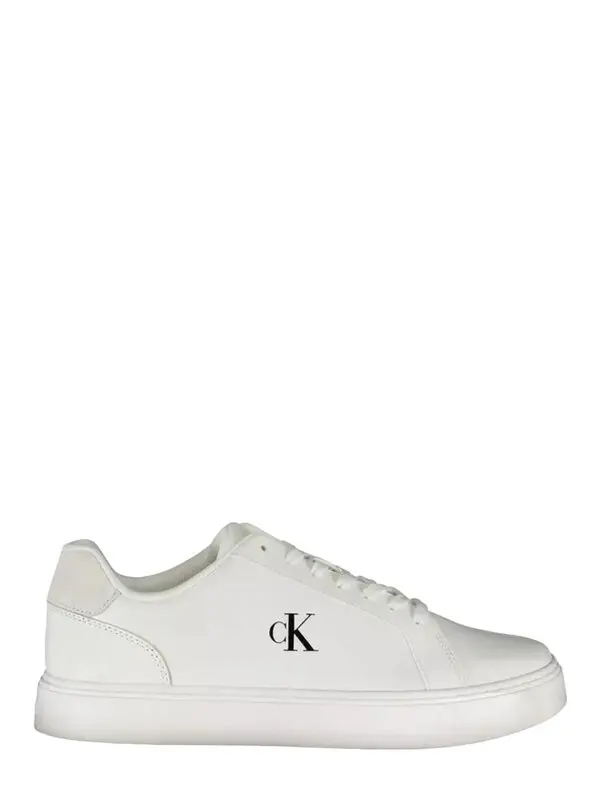 Calvin Klein Logo-print Leather Sneakers - White
