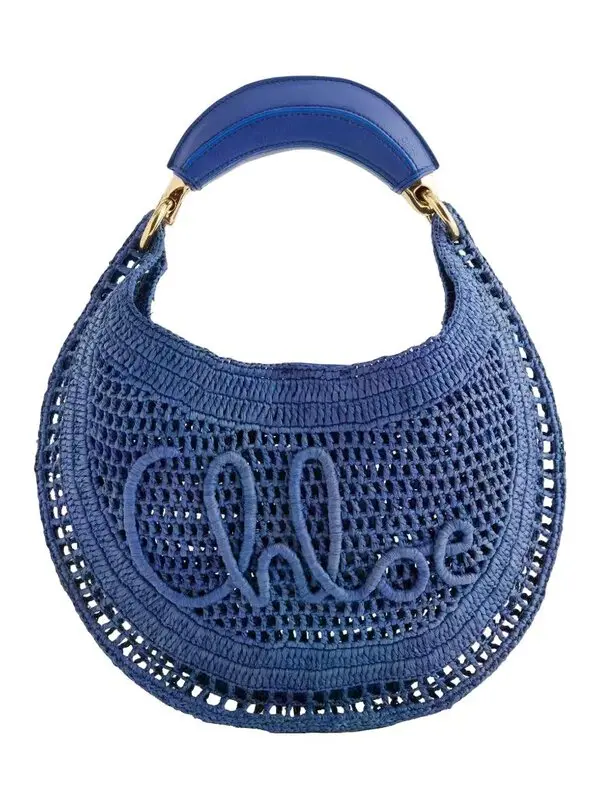 Chloé Woven Logo-lettering Shoulder Bag - Blue