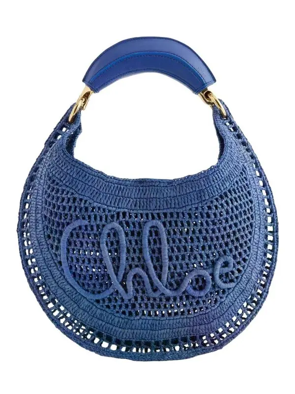 Chloé Woven Logo-lettering Shoulder Bag - Blue