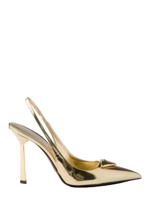 Prada Metallic Leather Slingback Pumps - Gold