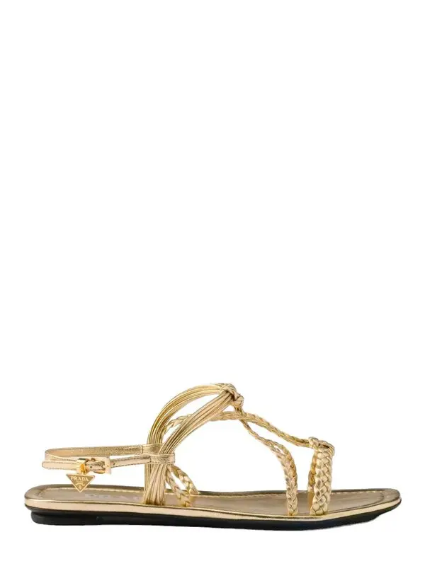 Prada Flat Nappa Leather Sandals - Gold