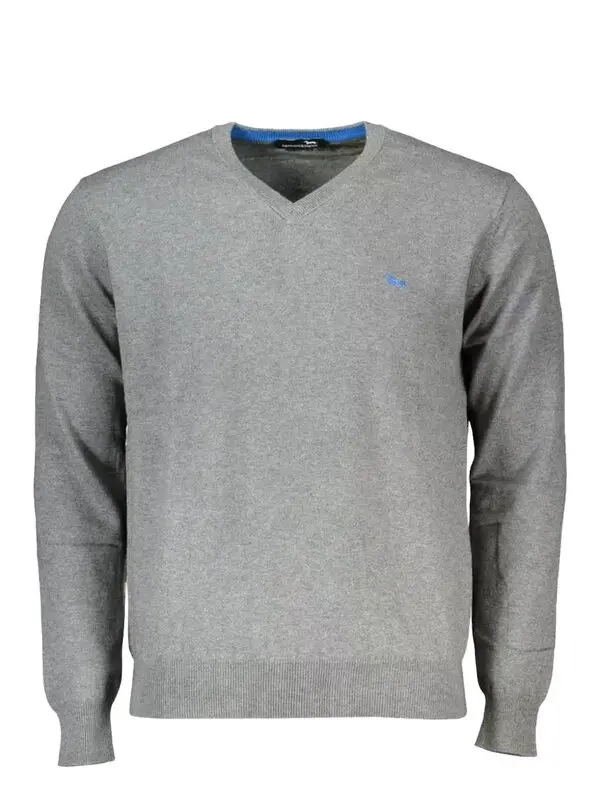 HARMONT & BLAINE Cotton V-neck Sweater - Grey