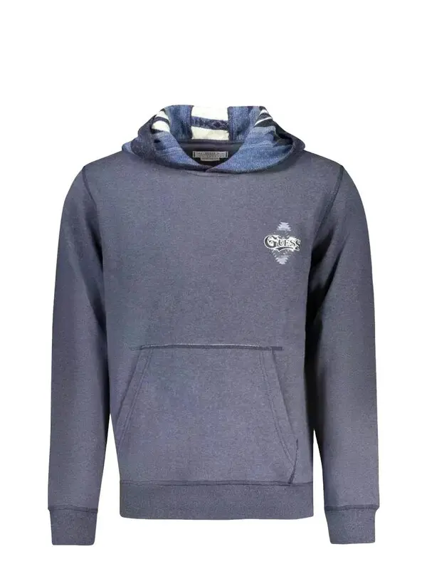 Guess Logo-embroidered Hoodie - Blue