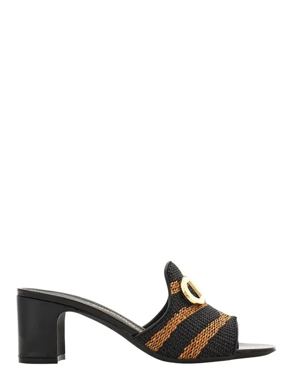 FERRAGAMO Gancini Ornat Mid-heel Slide - Brown