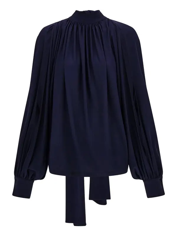 FERRAGAMO Gathered Top With Shoulder Slit Detail - Blue