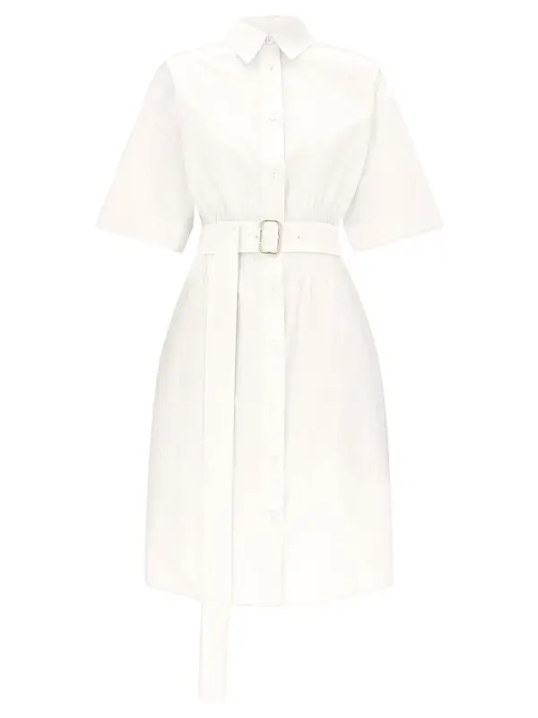 FERRAGAMO Cotton And Silk Shirt Dress - White