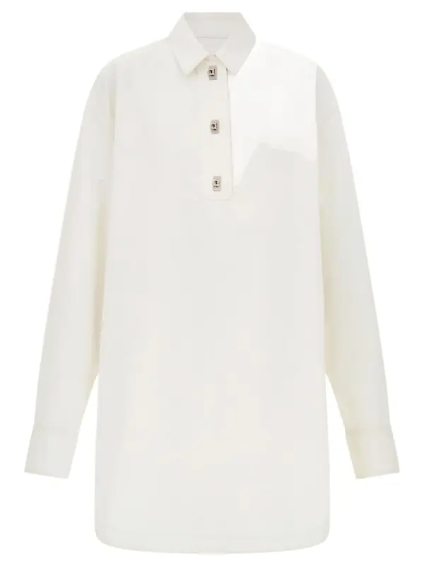 FERRAGAMO Cotton And Silk Shirt Dress - White