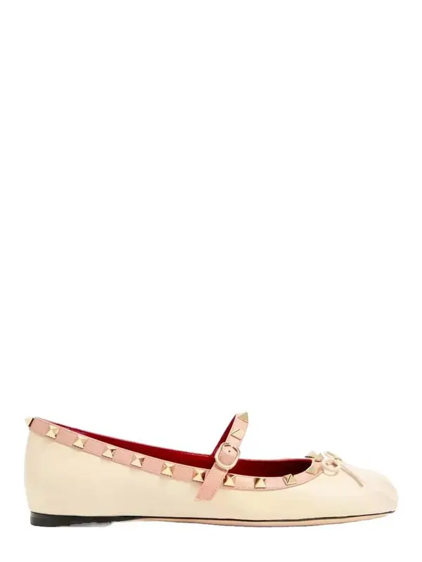 Valentino Garavani Mary Jane Rockstud Ballerinas - Neutrals