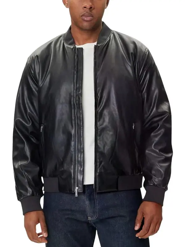 Calvin Klein Ribbed-trim Bomber Jacket - Black
