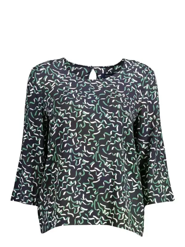 Gant Abstract Ribbon-print Blouse - Blue