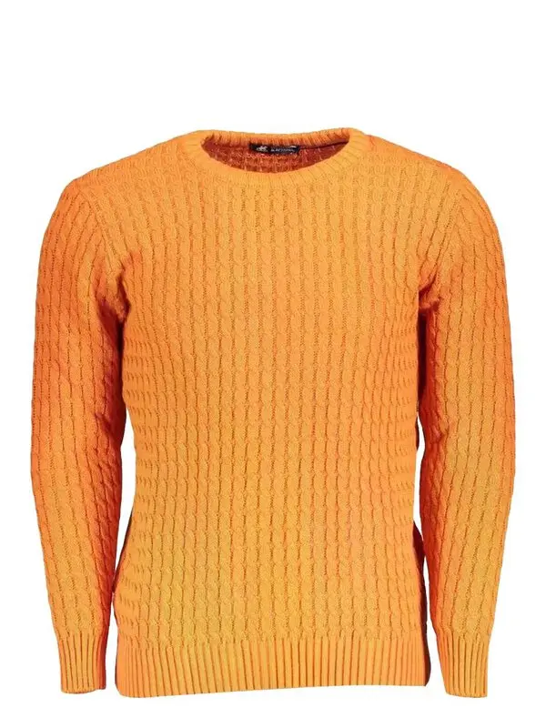 U.S. GRAND Cable-knit Elbow-patch Sweater - Orange