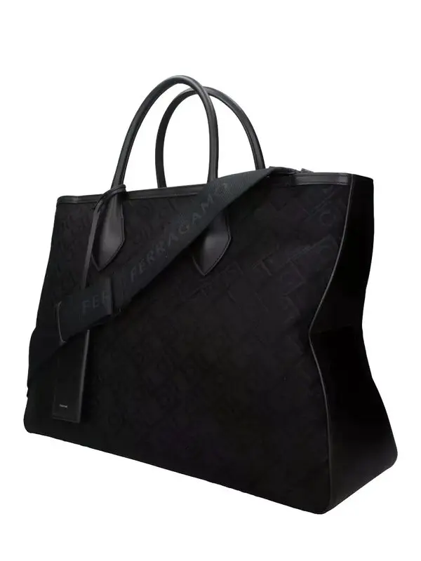 FERRAGAMO Jacquard Tote Bag - Black