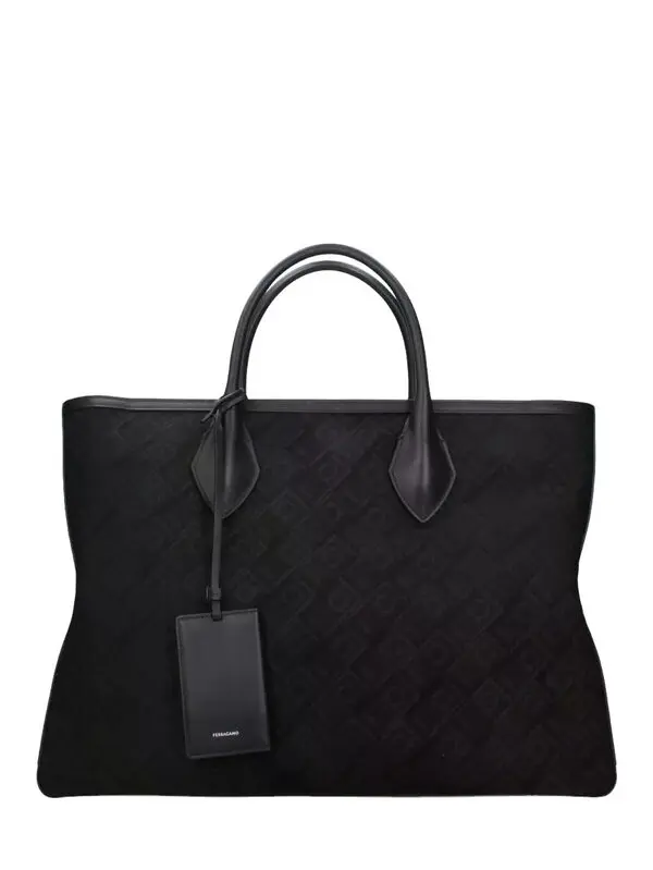 FERRAGAMO Jacquard Tote Bag - Black