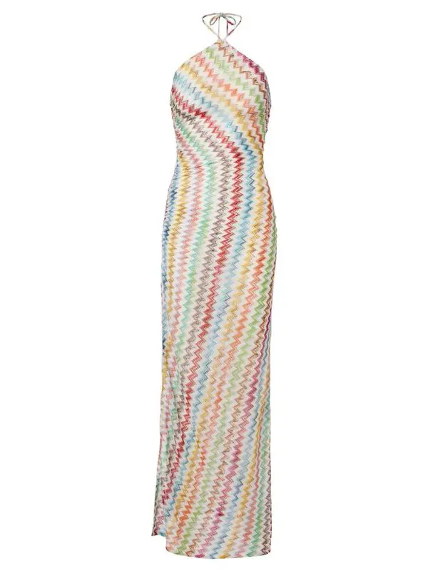 Missoni Zigzag Halterneck Lamé Maxi Dress - Multicoloured