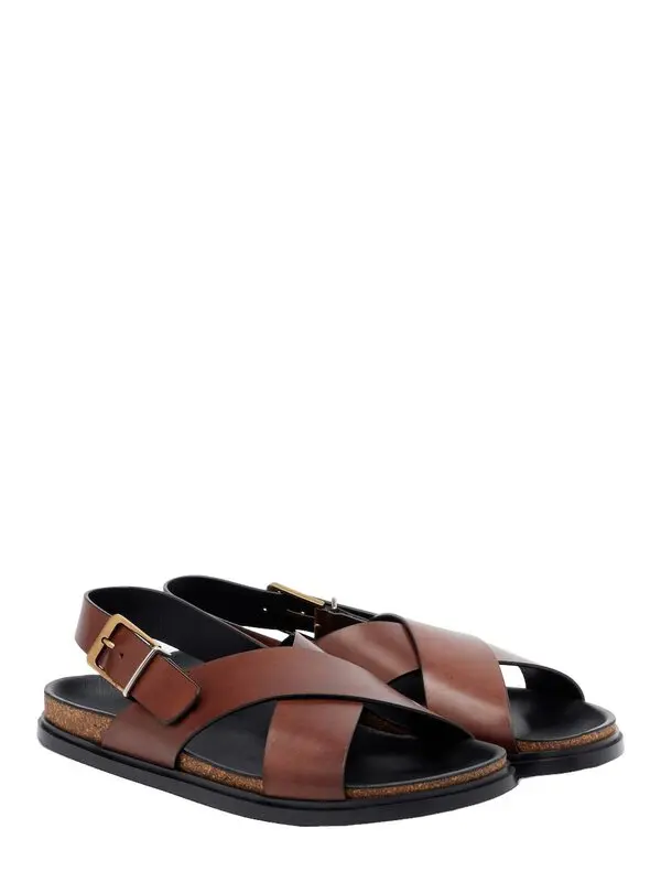 THE ROW Buckle Leather Sandals - Brown