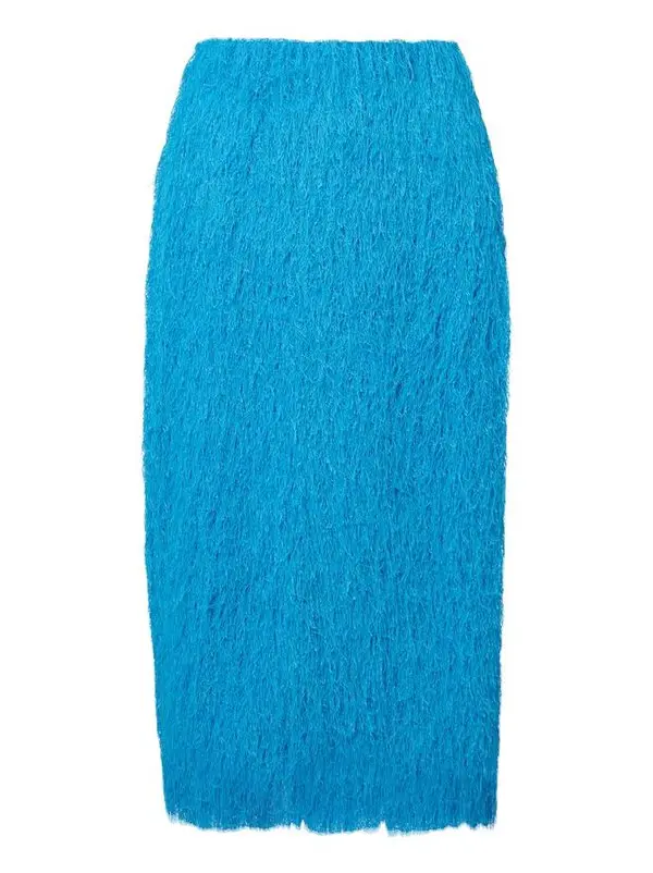 Dries Van Noten Fringed Midi Skirt - Blue