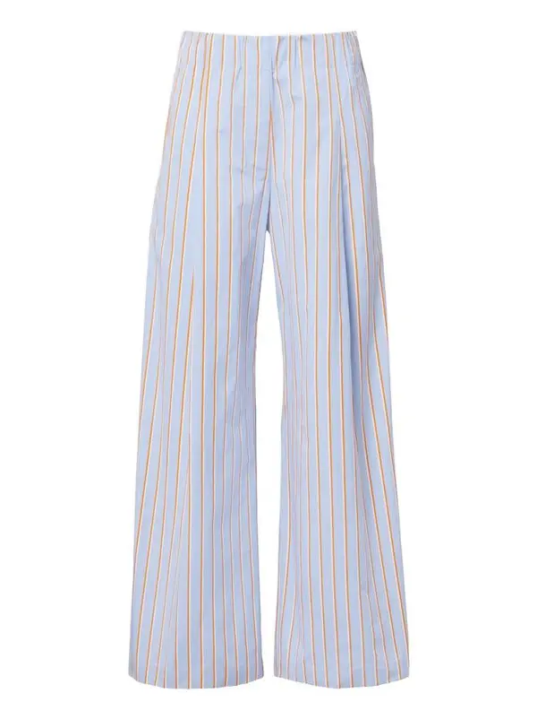 Dries Van Noten Striped Cotton Wide-leg Pants - Blue