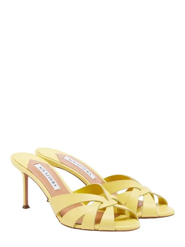 AQUAZZURA Copacabana Leather Mules - Yellow