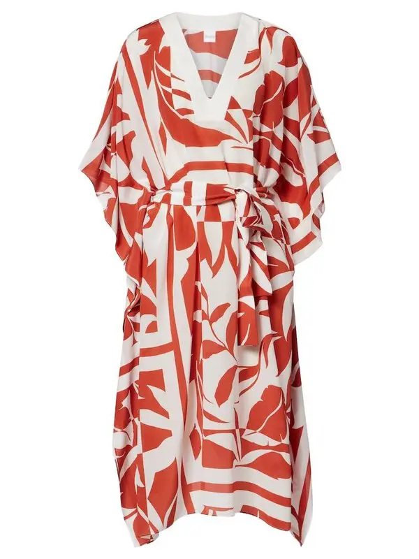 Max Mara Lancia Floral Silk Beach Dress - Orange