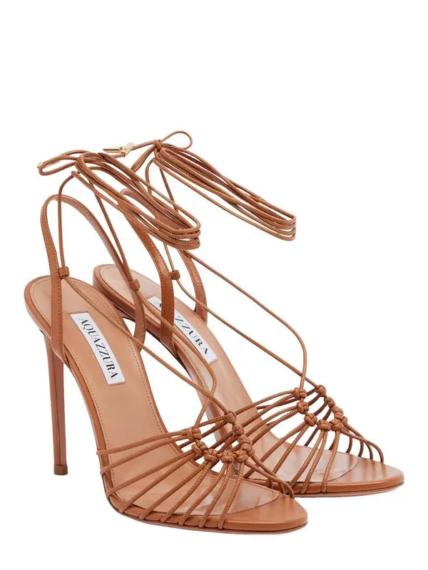 AQUAZZURA Ritmo Leather Sandals - Brown