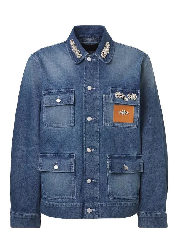 Simone Rocha Embellished Denim Jacket - Blue