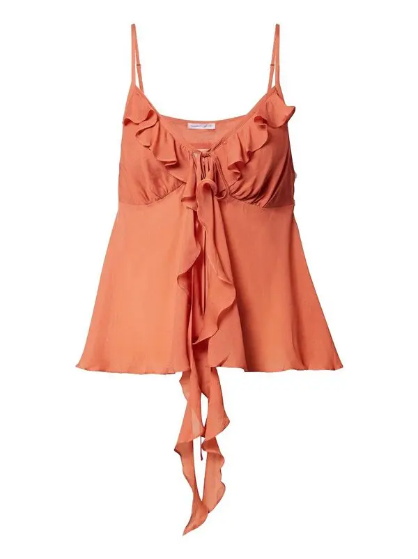 Poupette St Barth Maja Ruffled Chiffon Top - Pink