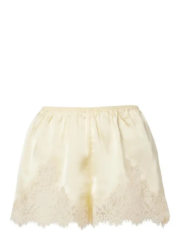 DÔEN Iona Lace-trimmed Silk Shorts - Yellow