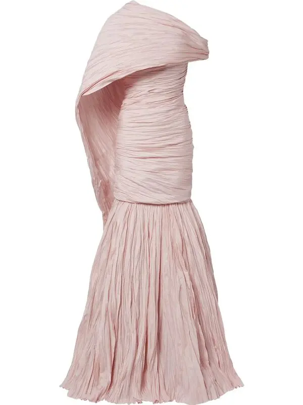 MARMAR HALIM Pleated Taffeta Bustier Gown And Cape Set - Pink