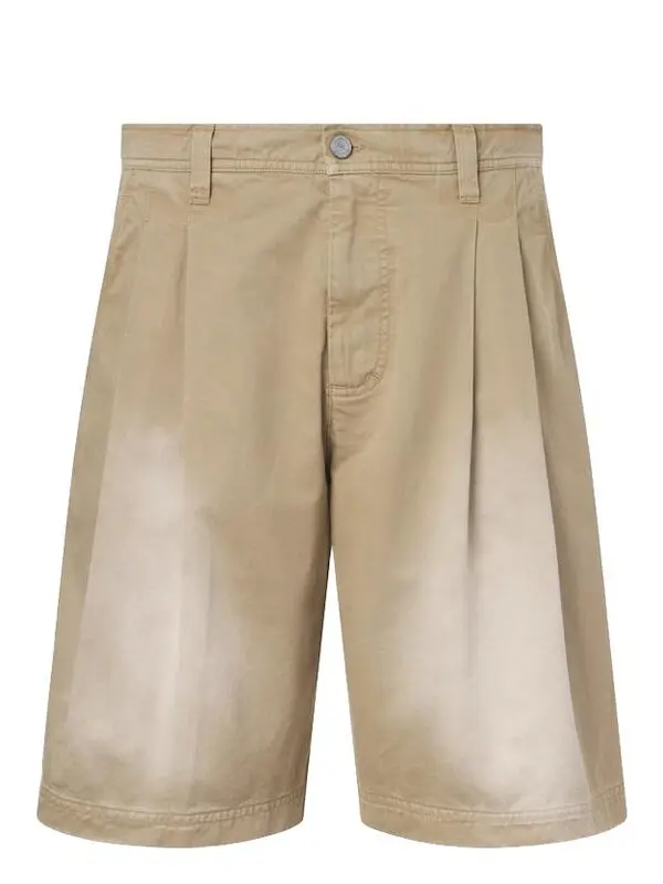 ERL Pleated Cotton Twill Bermuda Shorts - Beige