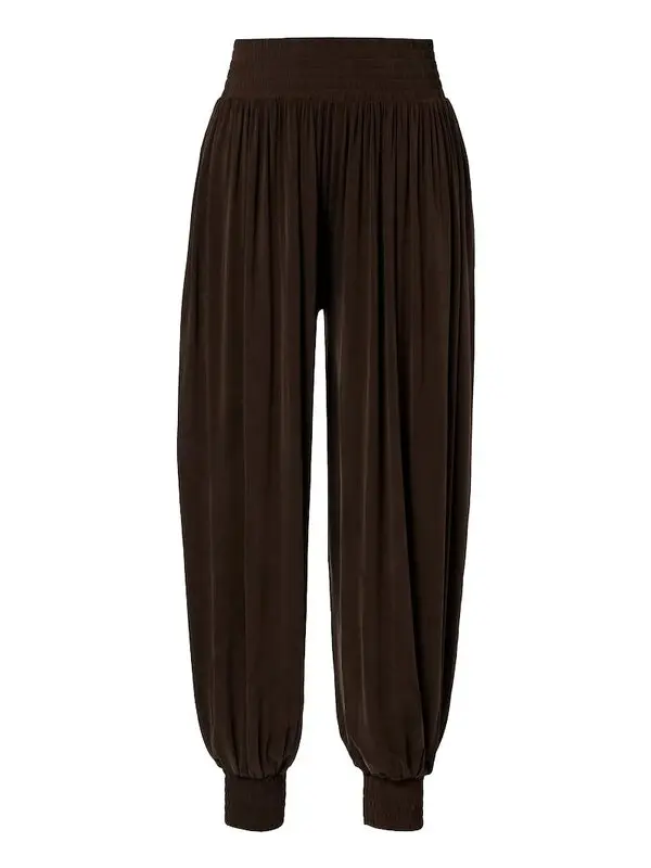 Balmain Shirred Jersey Balloon Pants - Brown