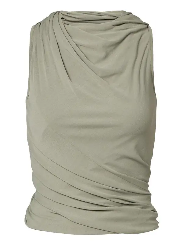 Rick Owens Lilies Luna Draped Jersey Top - Green