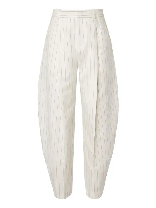 Ralph Lauren Harlo Striped Cotton, Linen And Wool Pants - White