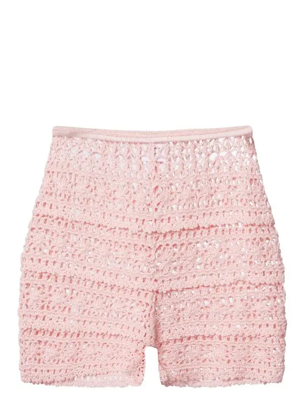 Anna Kosturova Deauville Crochet Cotton Shorts - Pink