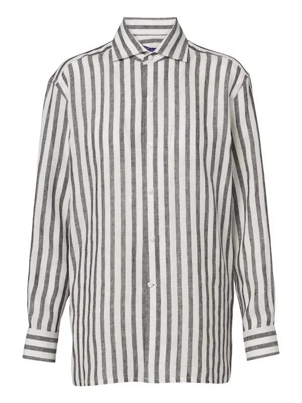 Ralph Lauren Capri Striped Linen Shirt - Black